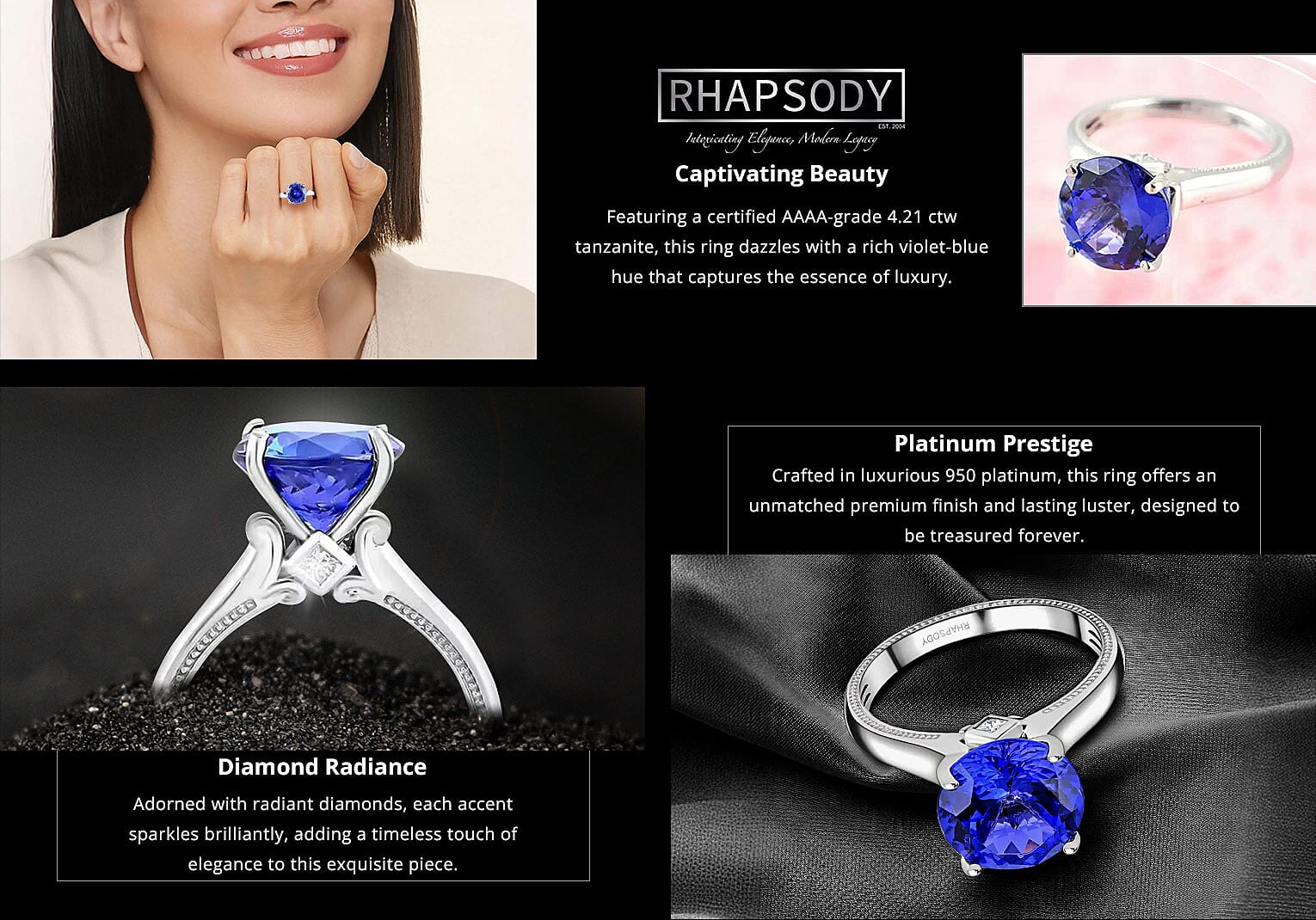 Buy Ankur Treasure Chest Rhapsody Certified AAAA Tanzanite Ring ...