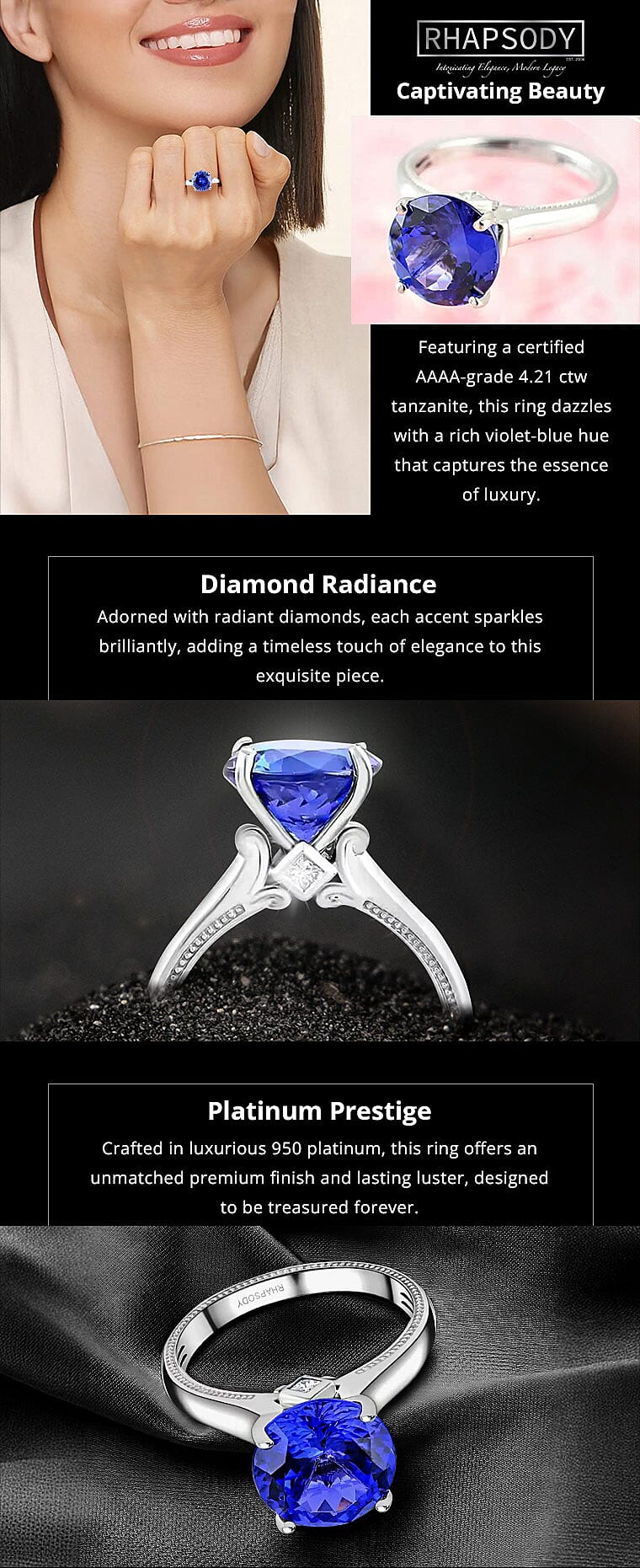 Buy Ankur Treasure Chest Rhapsody Certified AAAA Tanzanite Ring ...