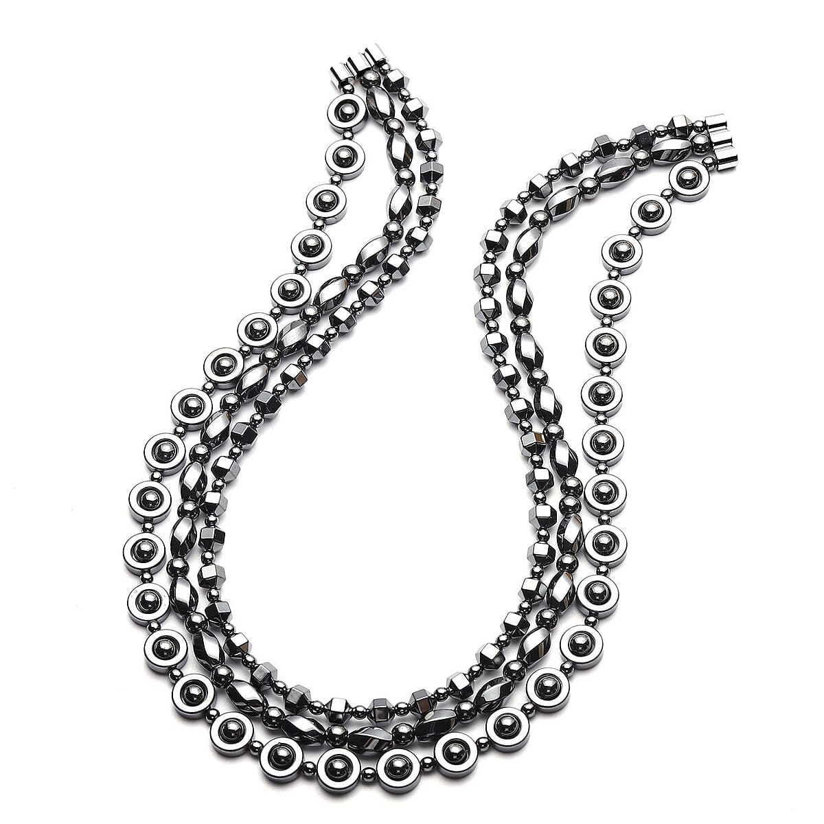 Buy Set Of 3 Hematite 99950 Ctw Beaded Necklaces With Magnetic Clasp In Silvertone 20 Inches At