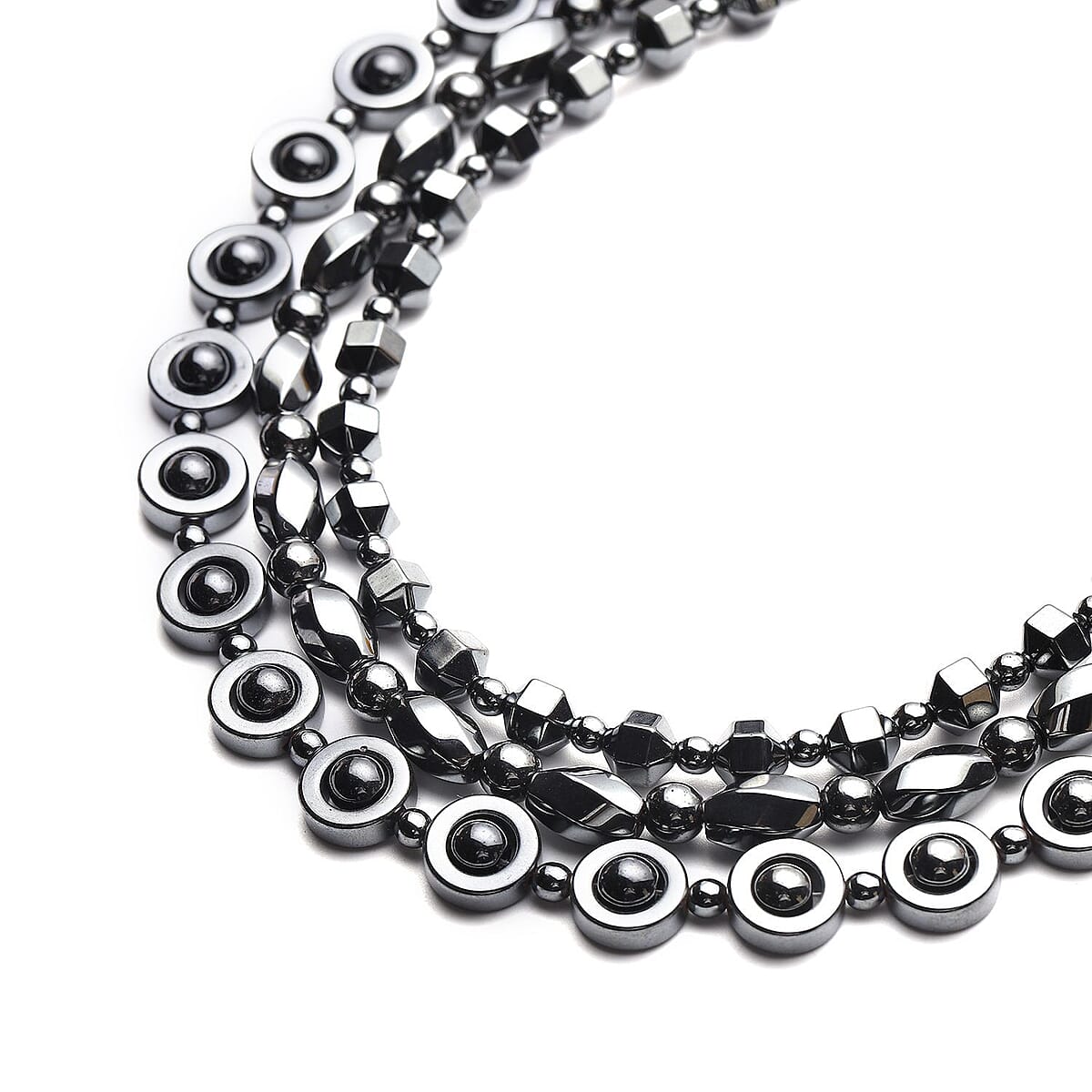 Buy Set Of 3 Hematite 99950 Ctw Beaded Necklaces With Magnetic Clasp In Silvertone 20 Inches At
