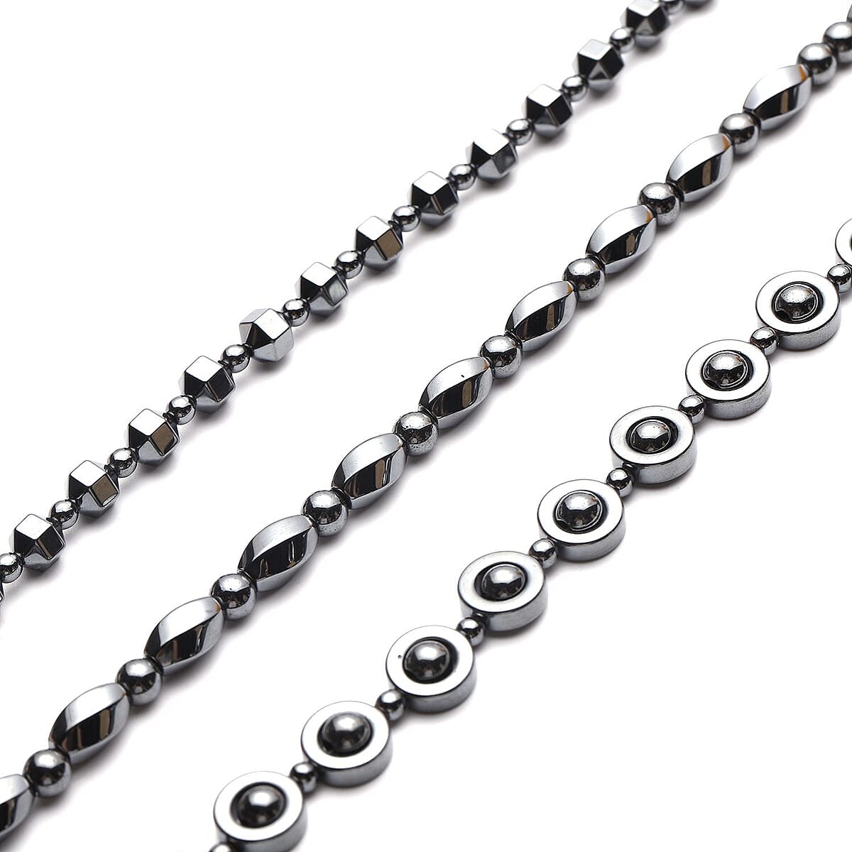 Buy Set Of 3 Hematite 99950 Ctw Beaded Necklaces With Magnetic Clasp In Silvertone 20 Inches At