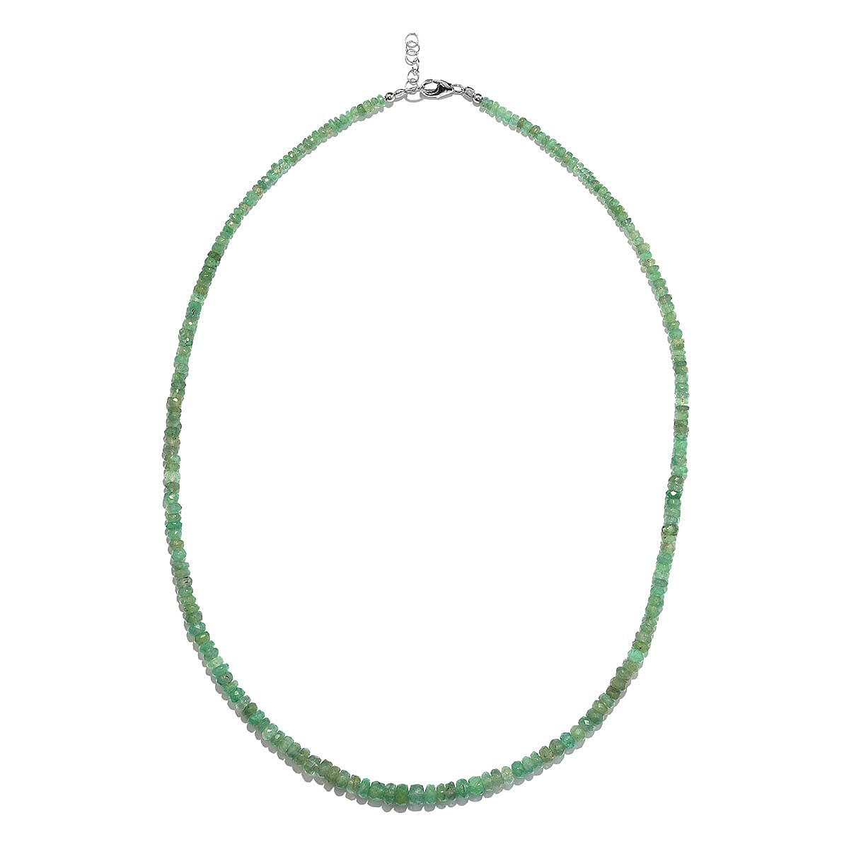 Buy Kagem Zambian Emerald Faceted Beaded Necklace 18 Inches in Sterling ...