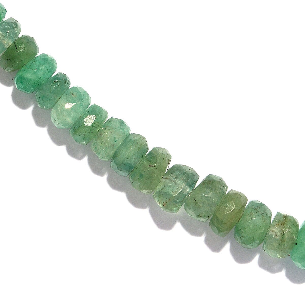 Buy Kagem Zambian Emerald Faceted Beaded Necklace 18 Inches in Sterling ...
