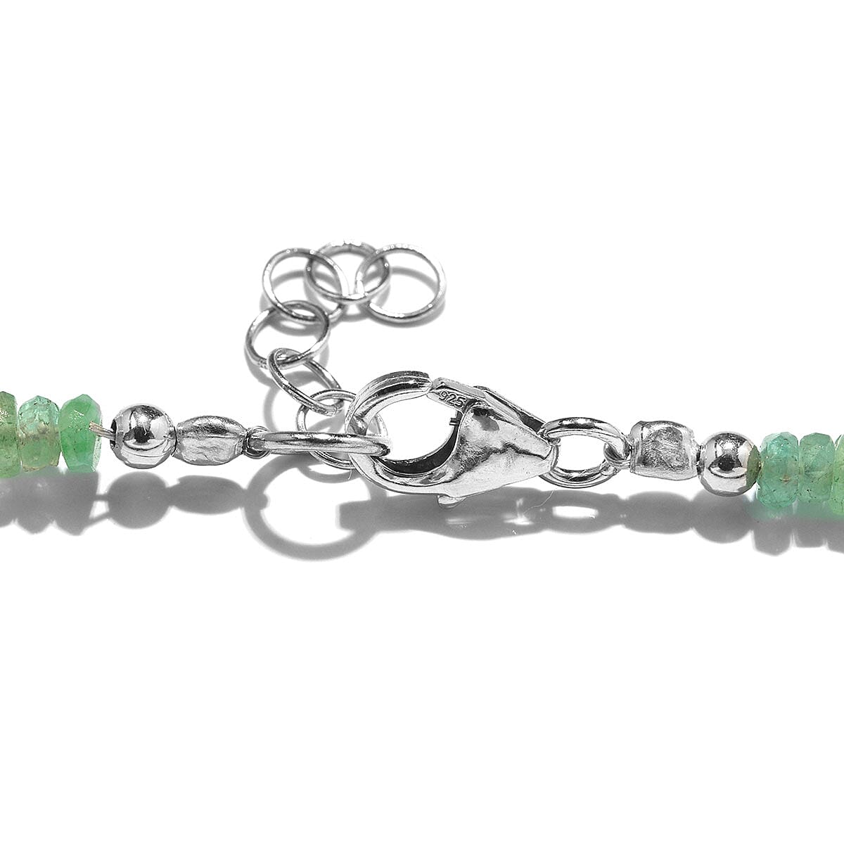 Buy Kagem Zambian Emerald Faceted Beaded Necklace 18 Inches in Sterling ...