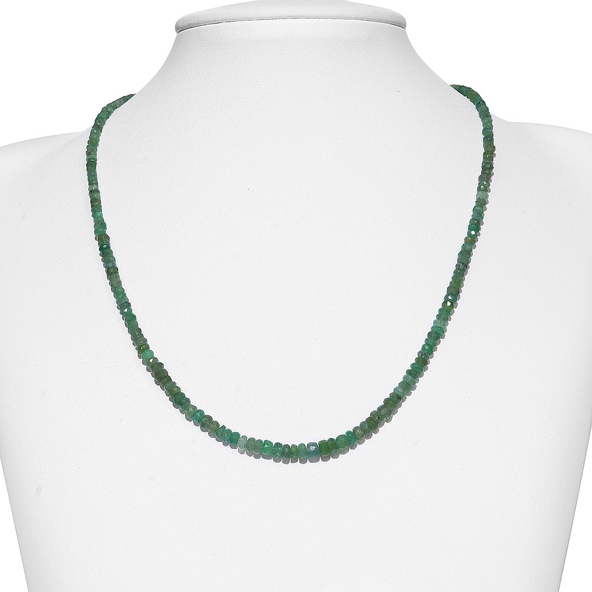 Buy Kagem Zambian Emerald Faceted Beaded Necklace 18 Inches in Sterling ...