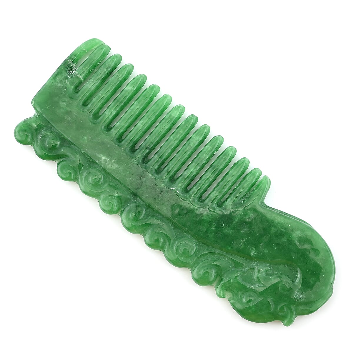 Buy Hand Craved Green Jade (D) Comb Accessory 253ctw at ShopLC.