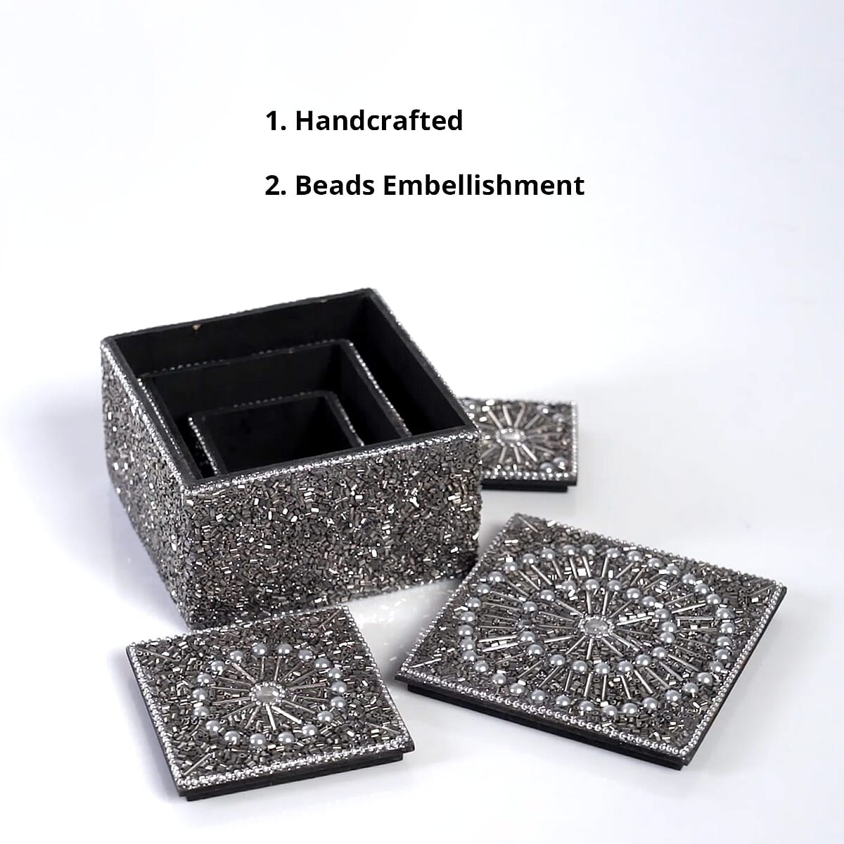 Buy Set of 3 Handcrafted Midnight Blue Embellished Nesting Boxes at ShopLC.