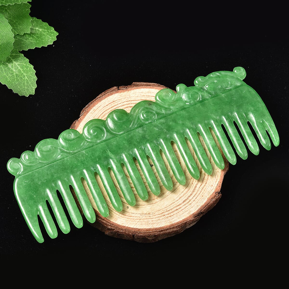 Buy Hand Craved Green Jade (D) Comb Accessory 213.5ctw at ShopLC.