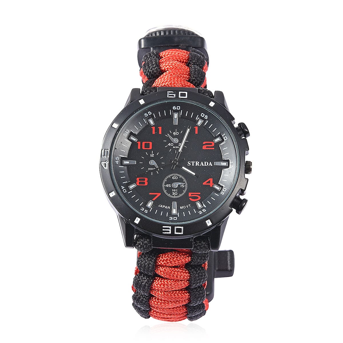 Buy STRADA Japanese Movement Gift Set, Red Survival Bracelet Watch with ...