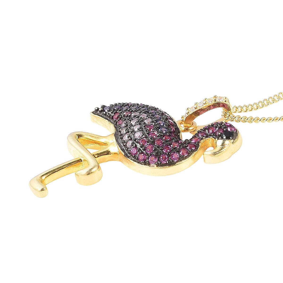 Buy Simulated Multi Color Diamond Flamingo Pendant Necklace 18 Inch in ...