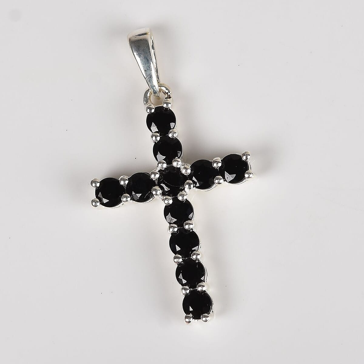 Buy Thai Black Spinel Cross Pendant in Sterling Silver 1.50 ctw at ShopLC.
