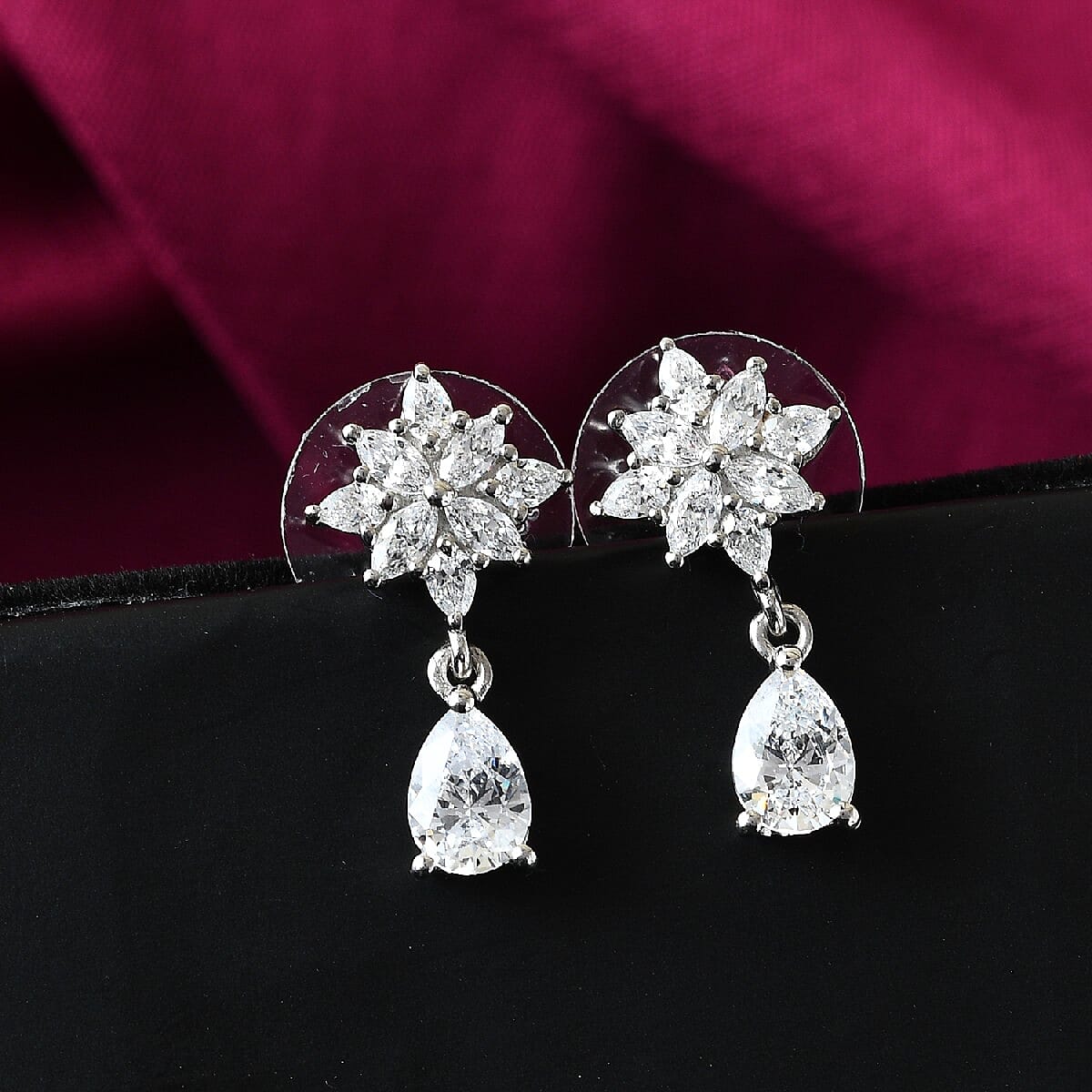 Buy Lustro Stella Made with Finest CZ Earrings in Platinum Over Sterling Silver 3.80 ctw at ShopLC.