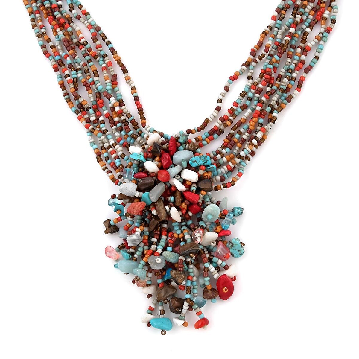 Mothers Day Jewelry Glass Bead And Gemstones Chips Necklace And Earrings At Shoplc