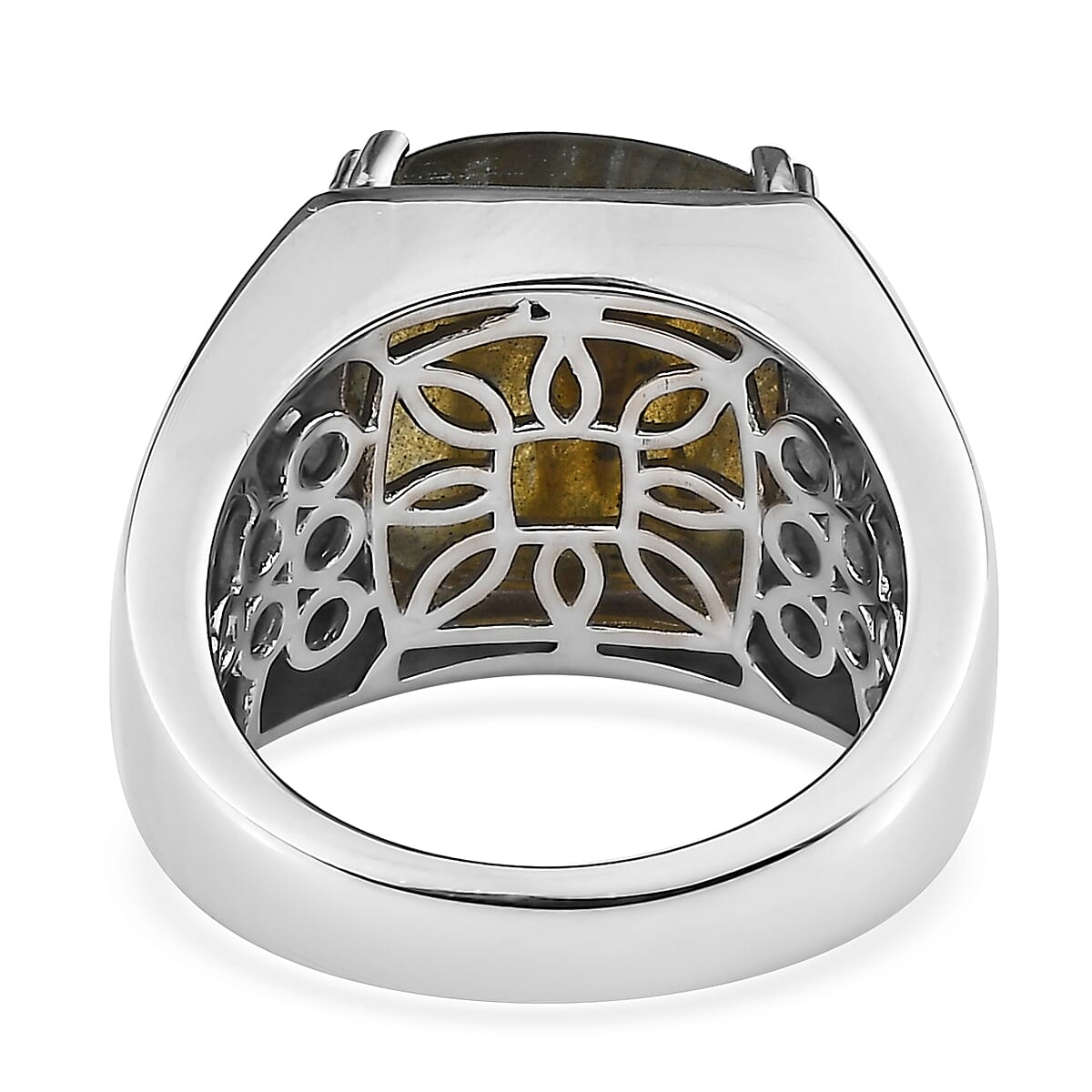 Buy Malagasy Labradorite and White Zircon Men's Ring in Platinum Over ...