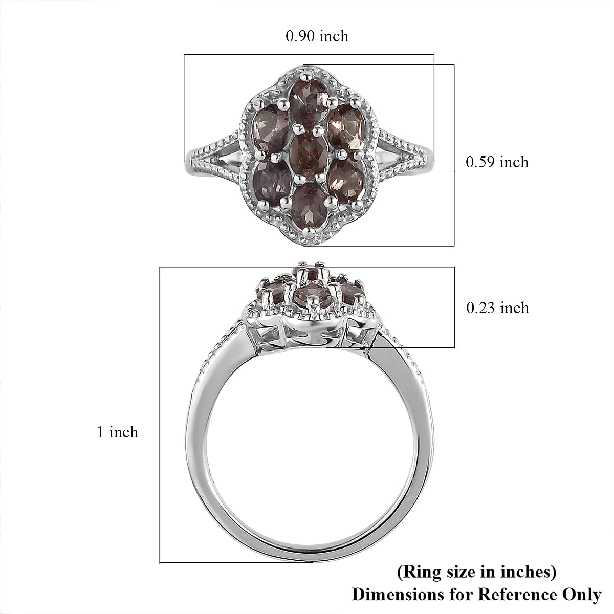 Buy Natural Merelani Color Change Garnet Ring in Platinum Over Sterling ...