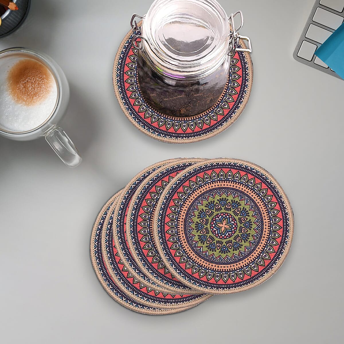 Buy Set of 6 Multi Color Abstract Pattern Hot Pot Stand, Heat Resistant ...