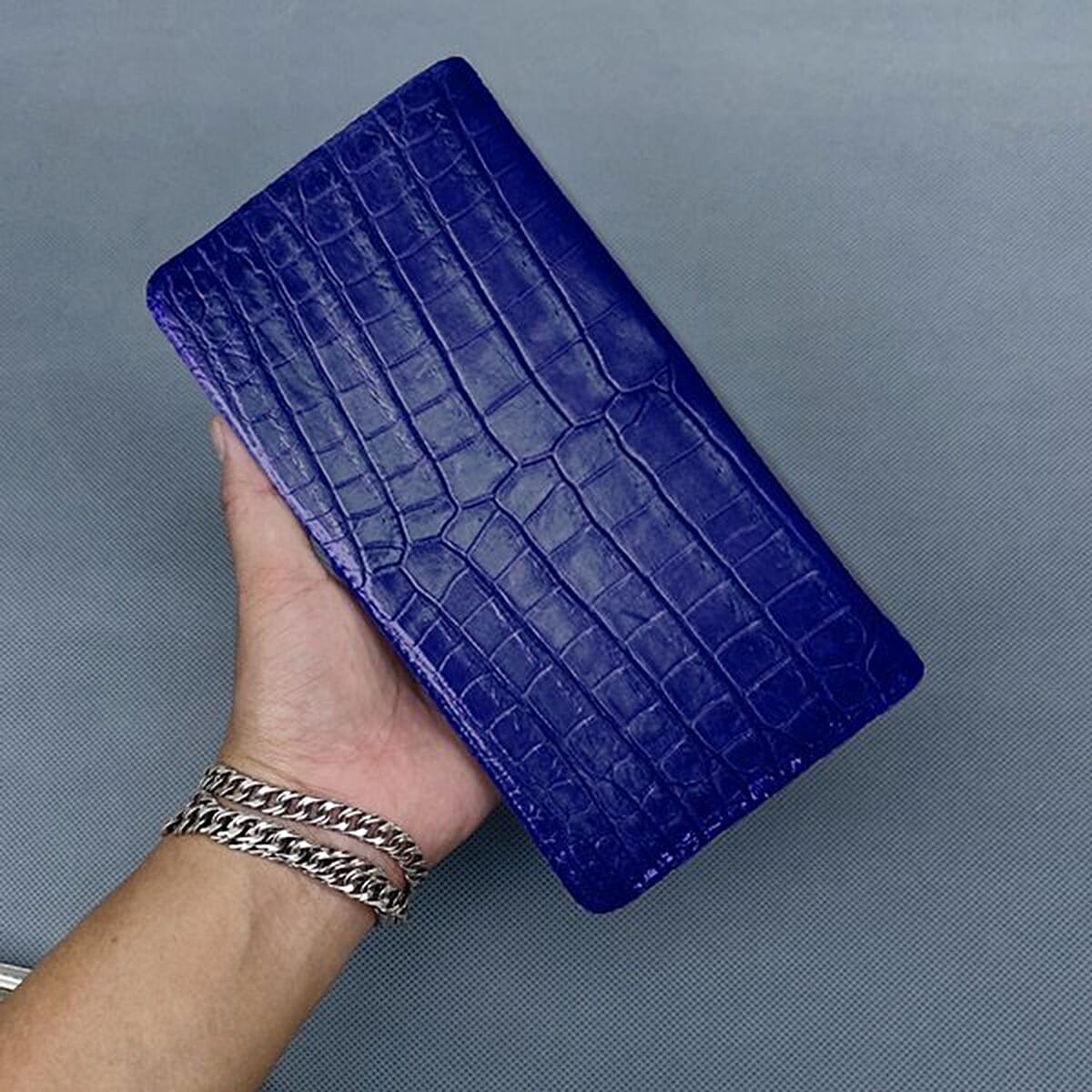 Buy Grand Pelle Genuine Crocodile Leather Navy Long Wallet at ShopLC.