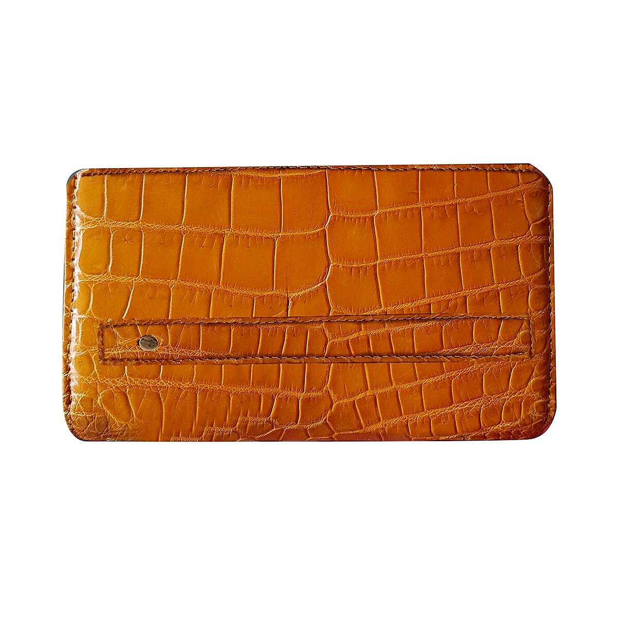 Buy Grand Pelle Genuine Crocodile Leather Orange Coral Long Wallet at ...