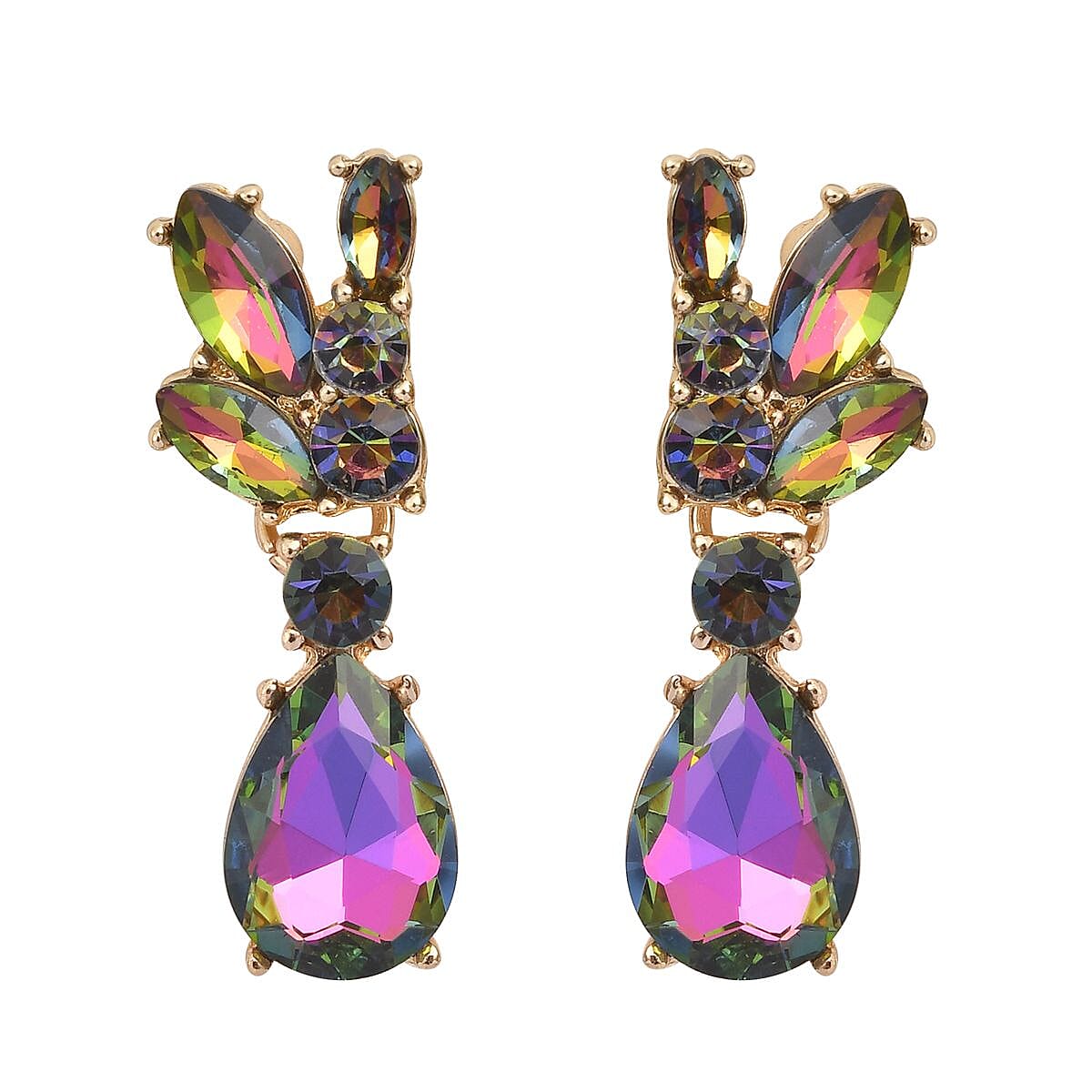 Buy Simulated Magic Color Sapphire and Multi Austrian Crystal Earrings and Necklace 20-22 Inches ...