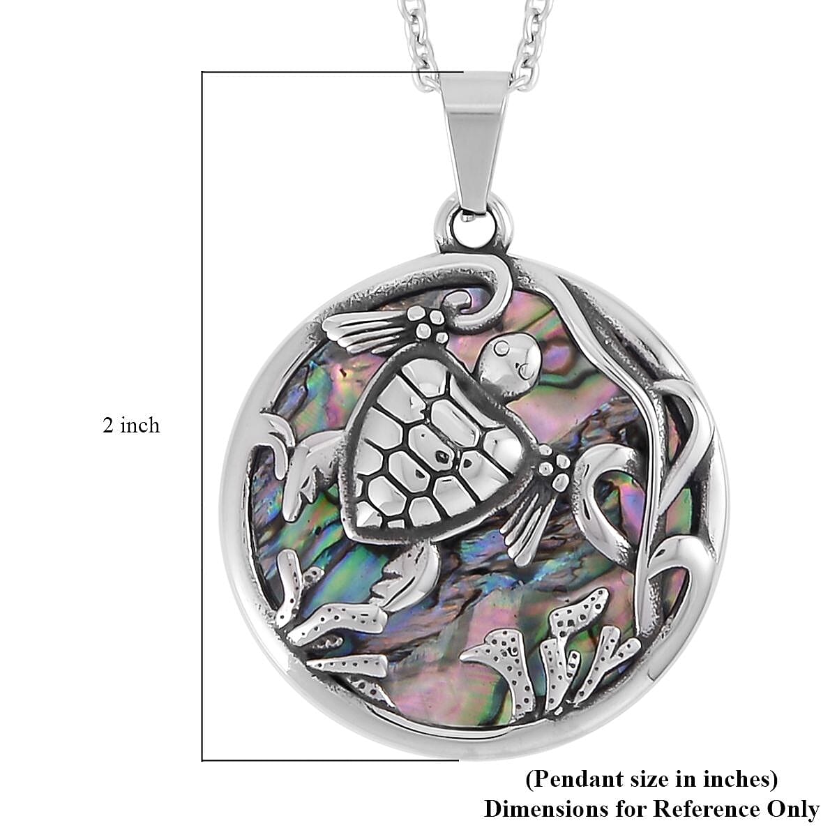 Buy Abalone Shell Turtle Pendant Necklace (20 Inches) in Stainless ...