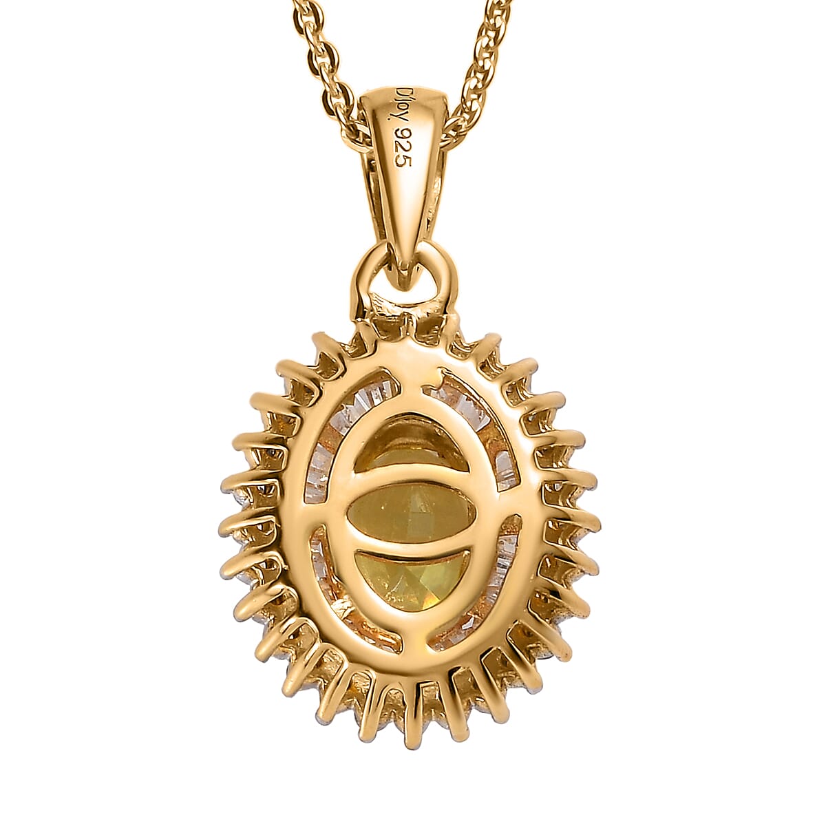 Buy AAA Sava Sphene and Diamond Sunburst Pendant Necklace 20 Inches in ...