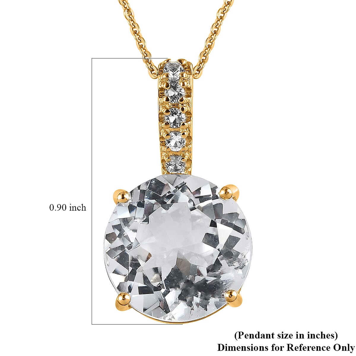 Buy White Topaz Pendant Necklace 20 Inches in Vermeil YG Over Sterling ...