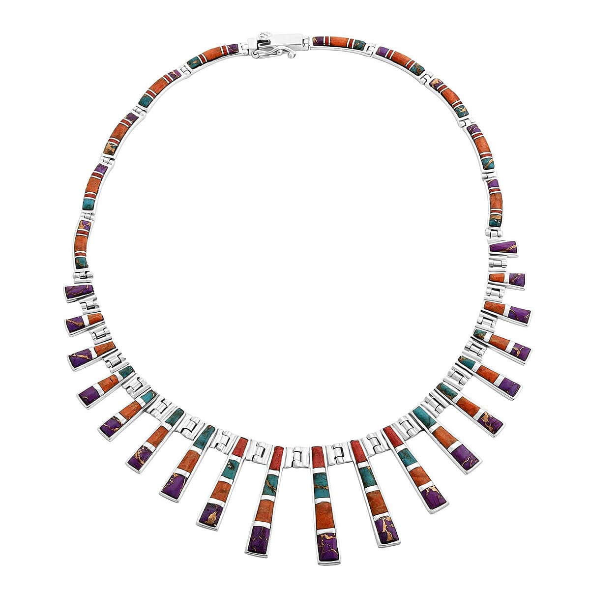 Buy Santa Fe Style Multi Gemstone Tribal Geometry Necklace 18 In and ...