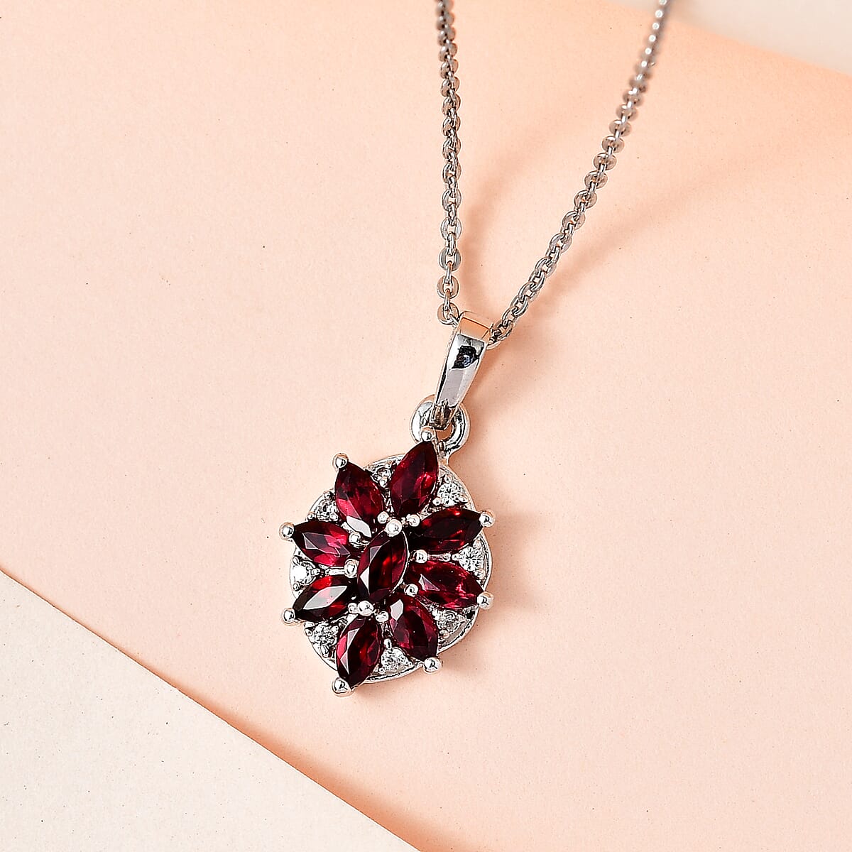 Buy Anthill Garnet Pendant Necklace 20 Inches in Platinum Over Sterling ...