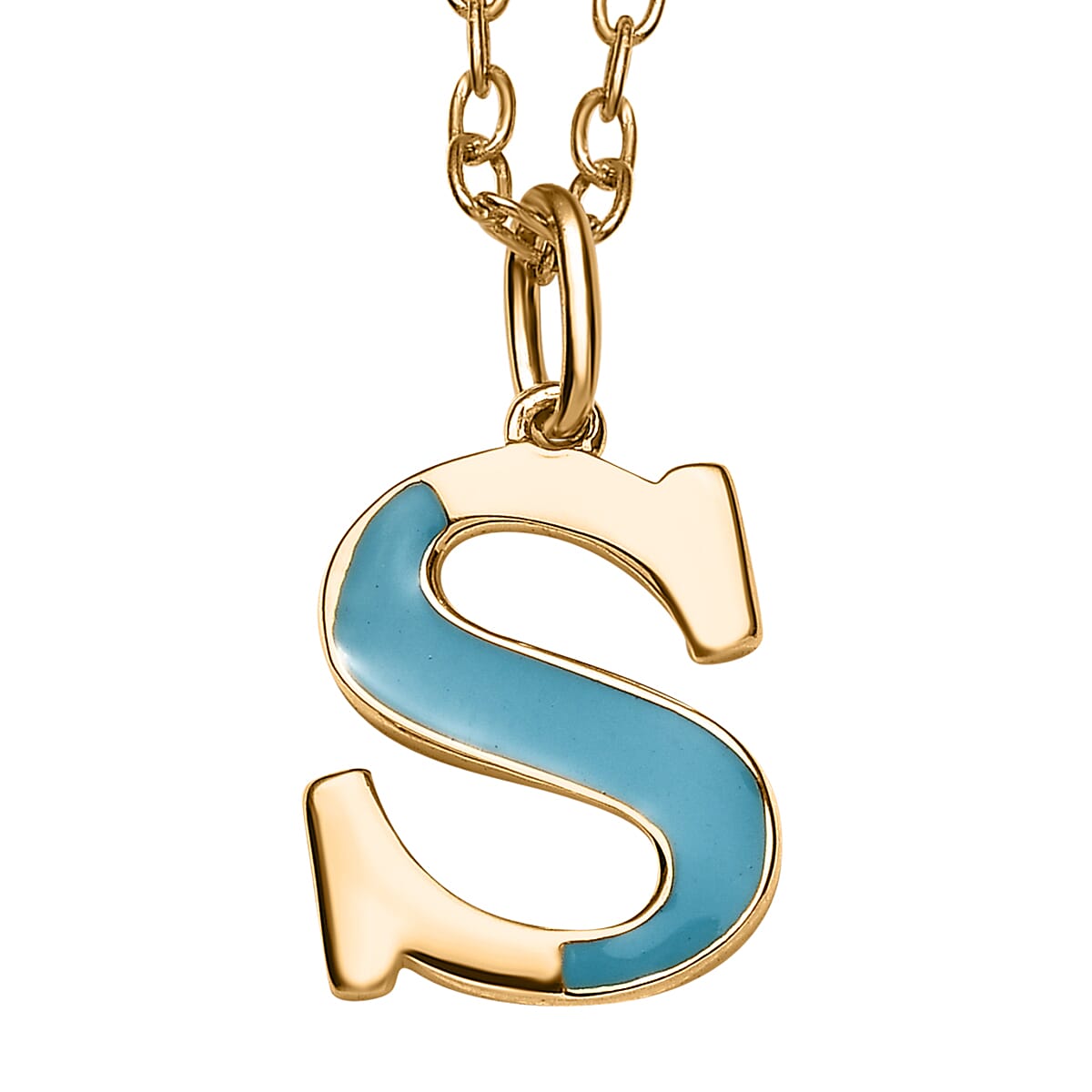 Buy Vermeil Yellow Gold Over Sterling Silver Blue Enameled Initial S ...