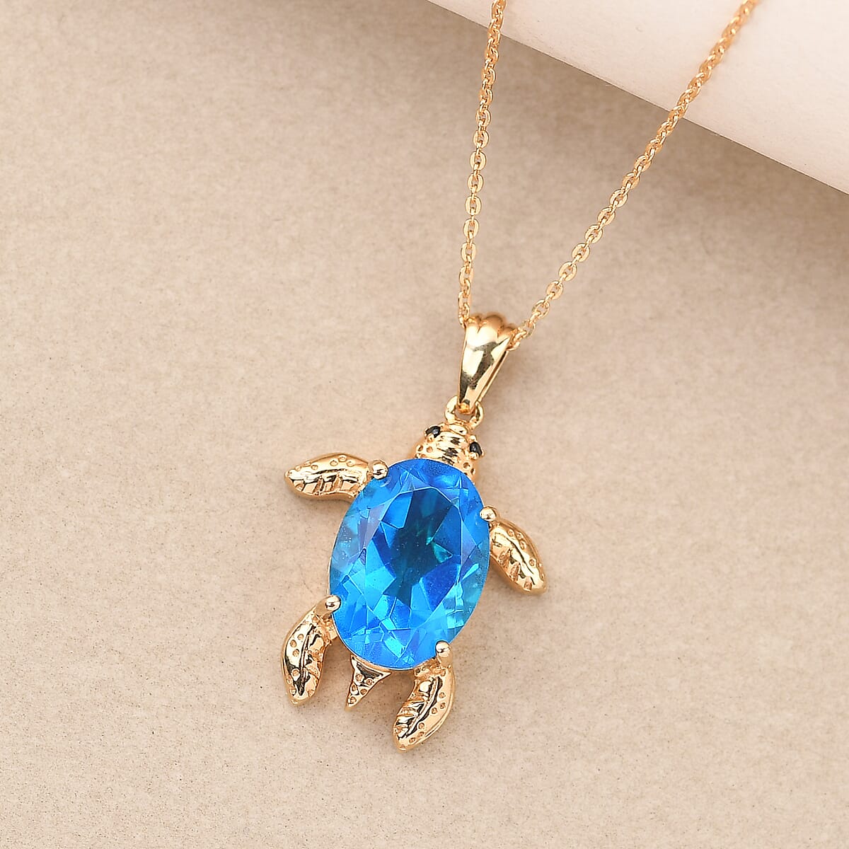 Buy Caribbean Quartz (Triplet) and Thai Black Spinel Turtle Pendant ...