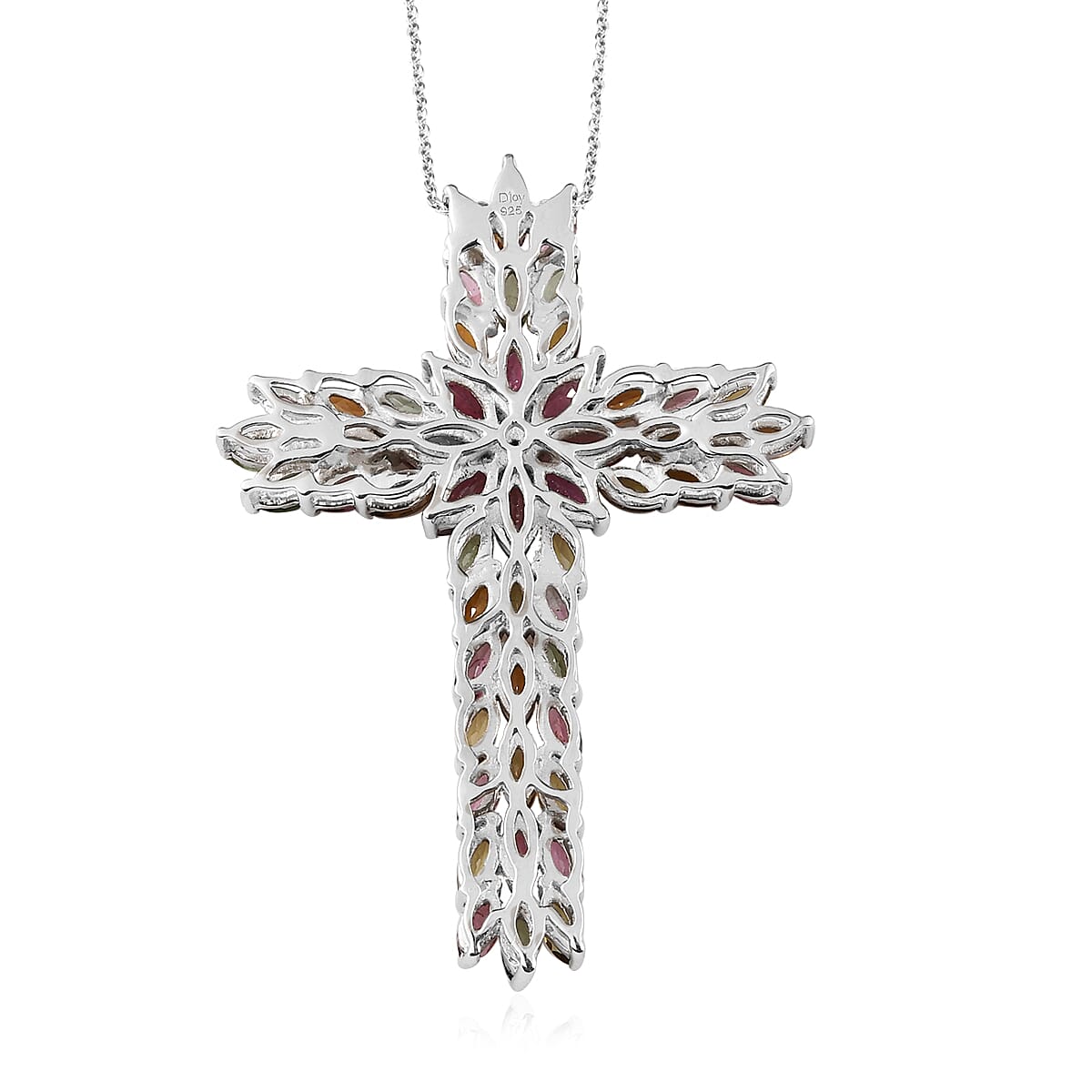 Buy Doorbuster Multi-Tourmaline Cross Pendant Necklace 20 Inches in ...