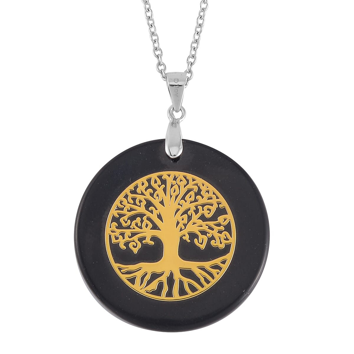 Buy Shungite 30mm Tree of Life Pendant in Rhodium Over Sterling Silver ...