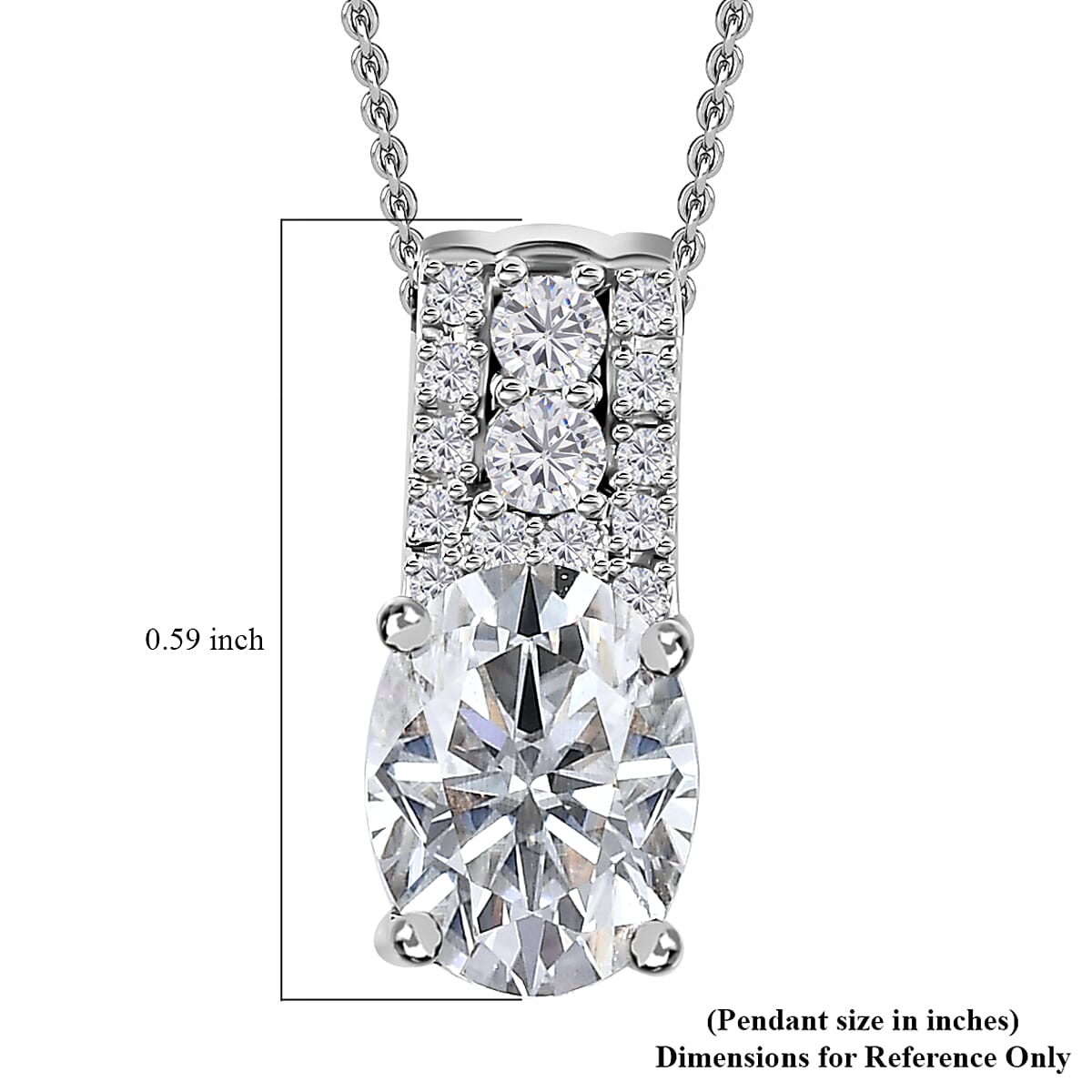 Buy Moissanite Pendant Necklace 20 Inches in Platinum Over Sterling ...