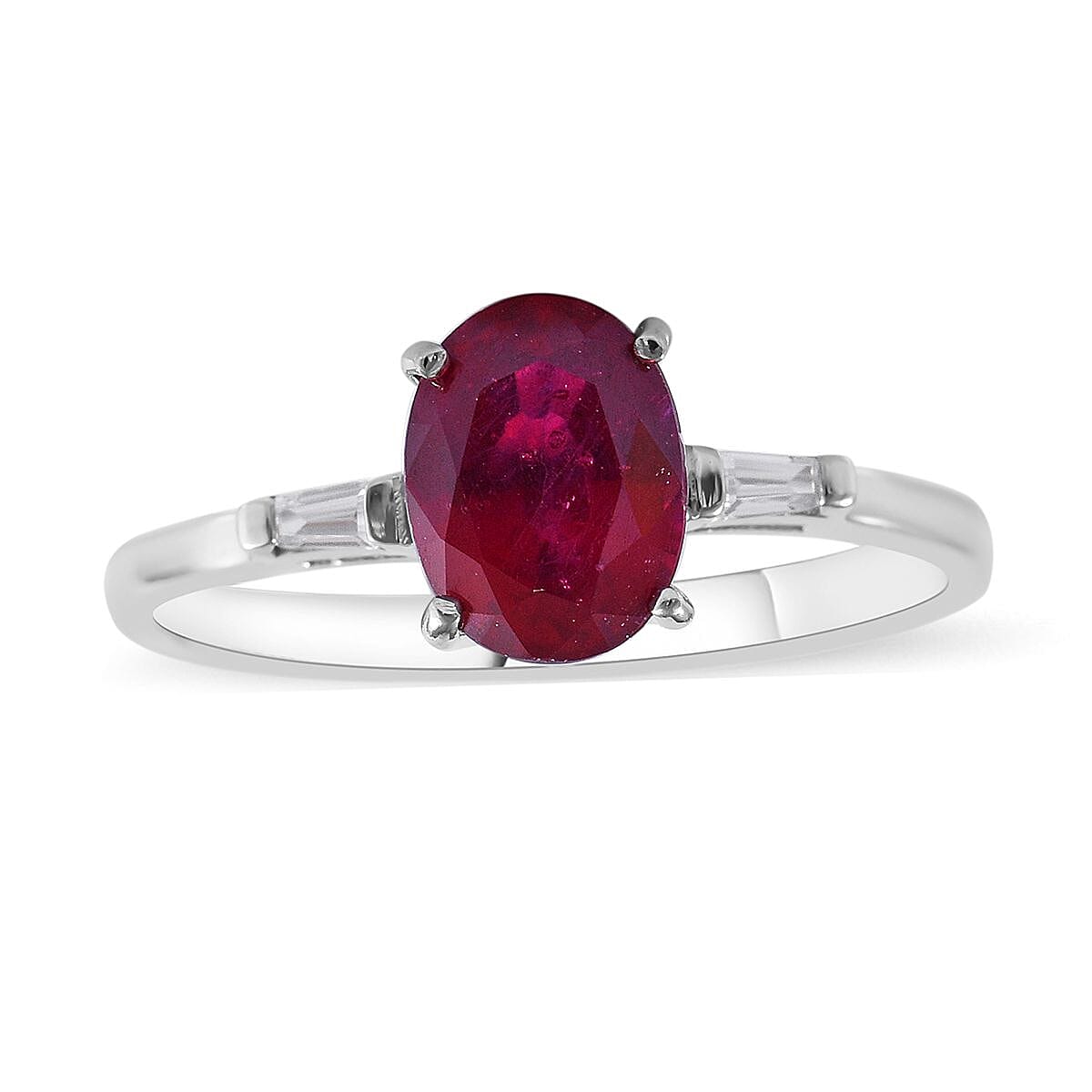 Buy Premium Niassa Ruby (FF), White Zircon Ring (Size 8) and Pendant ...
