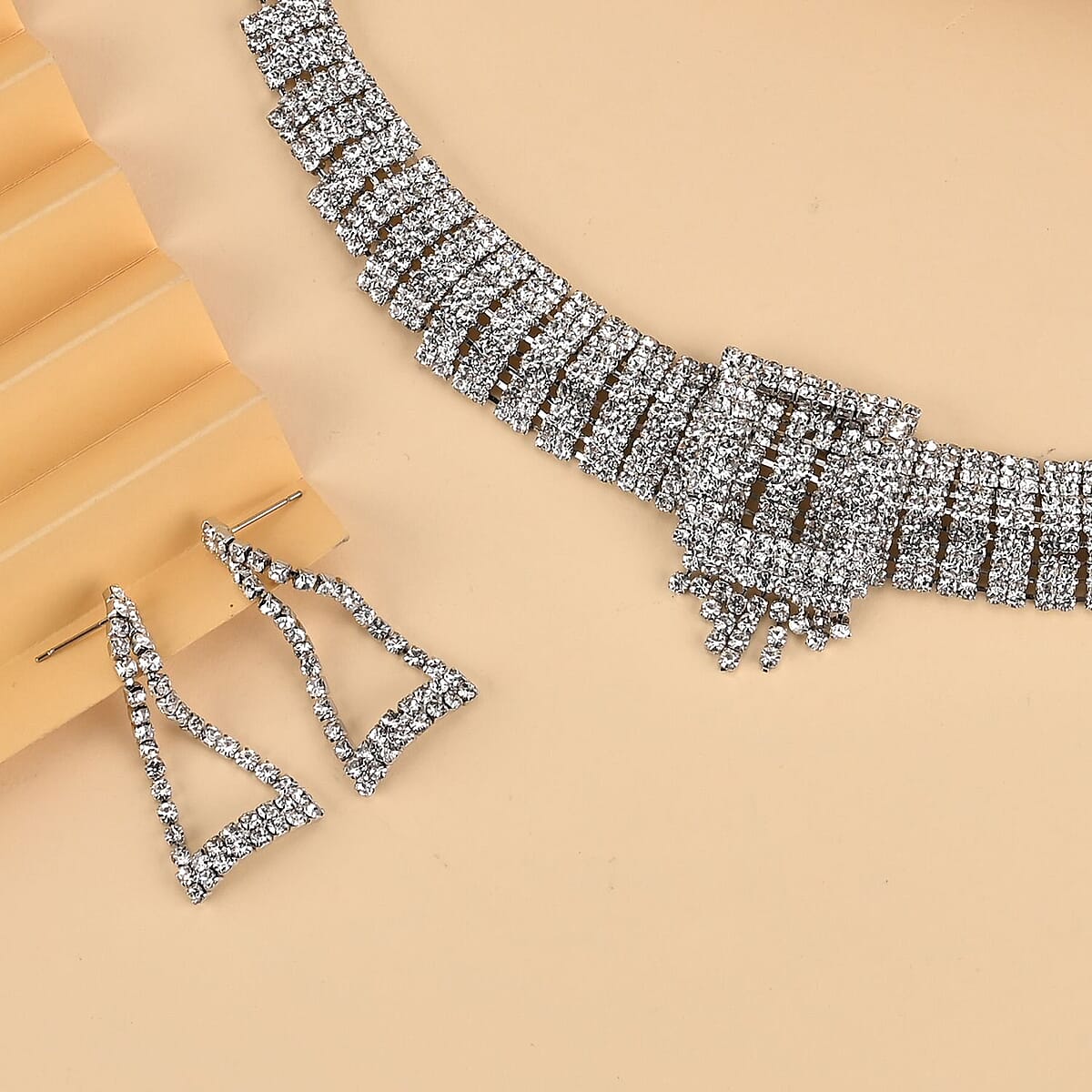 Buy Austrian Crystal Necklace 20-22 Inches and Earrings in Silvertone at ShopLC.