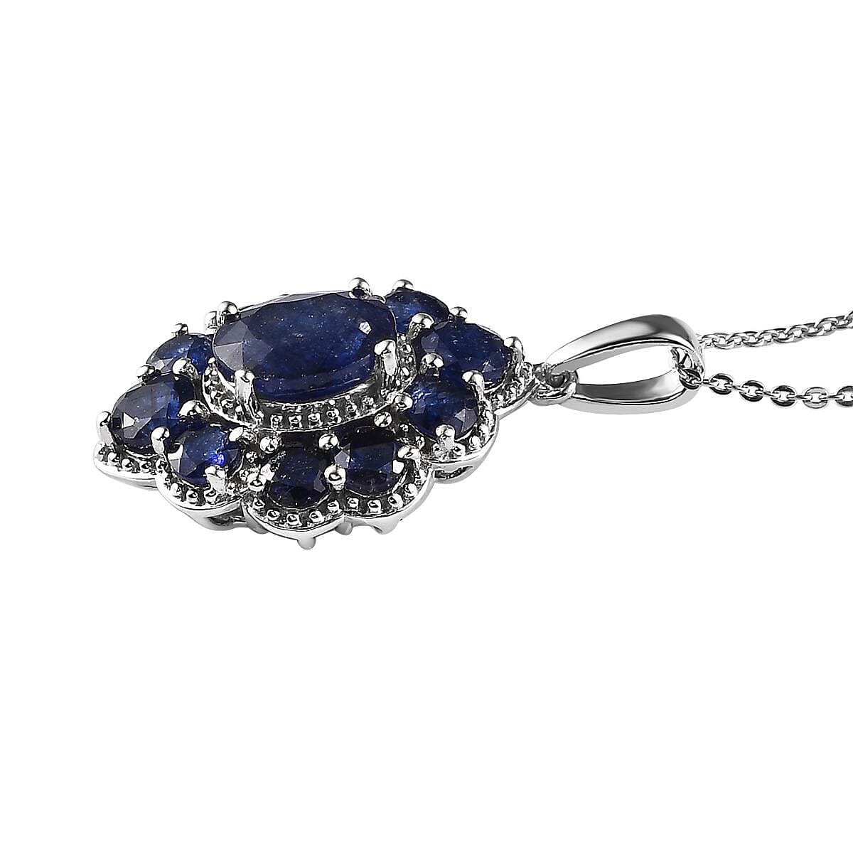 Buy Masoala Sapphire (FF) Pendant Necklace 20 Inches in Platinum Over ...