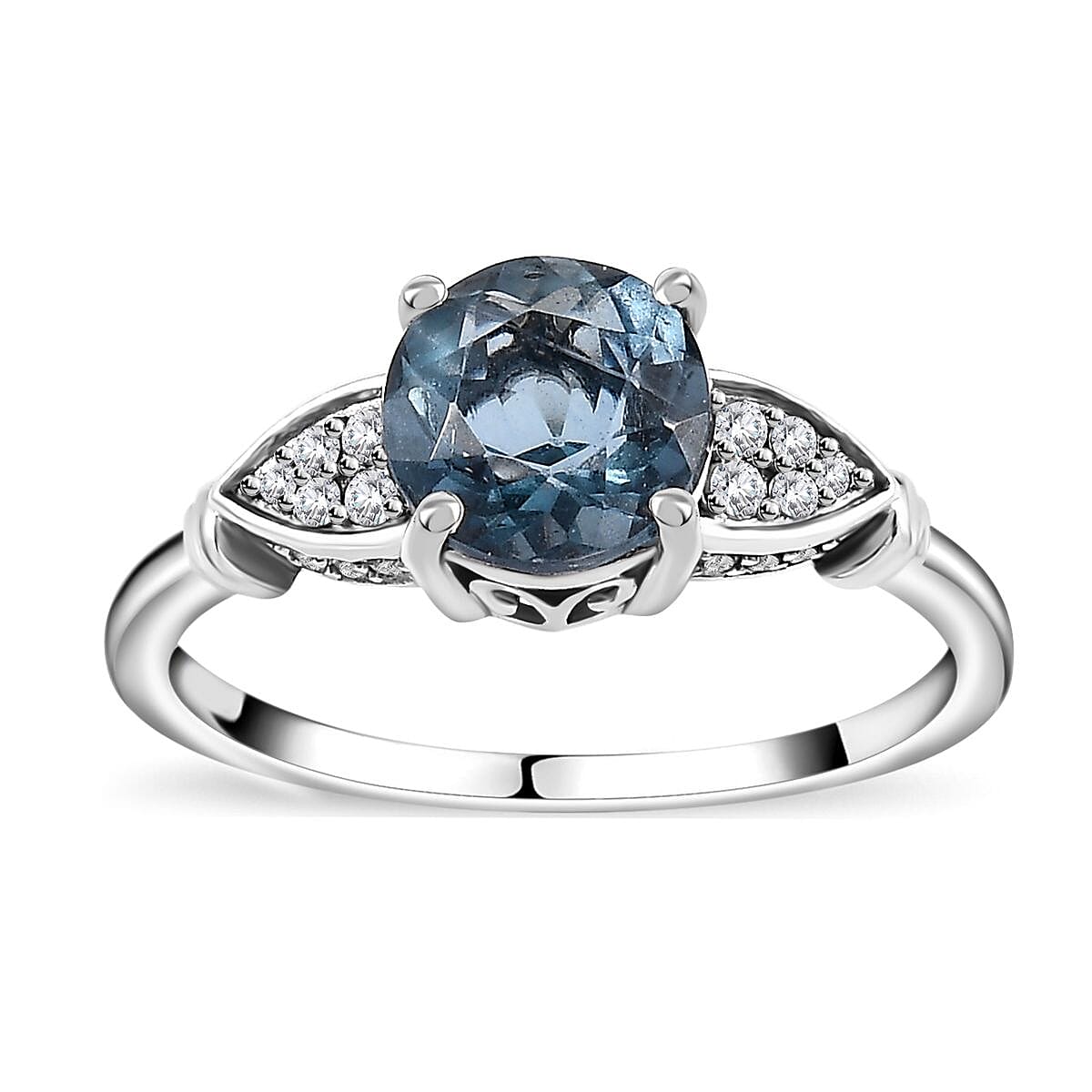 Buy Teal Fluorite (IR) and White Zircon Ring and Pendant Necklace 20 ...