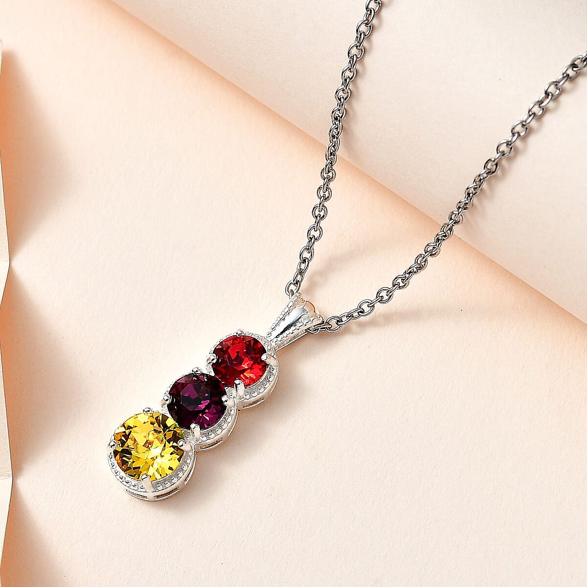 Buy Designer Premium Multi Color Austrian Crystal Pendant in Sterling Silver with Stainless ...