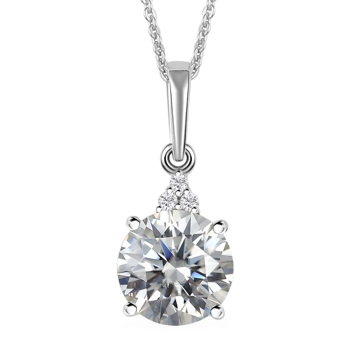 Buy Moissanite Pendant Necklace 20 Inches in Platinum Over Sterling ...