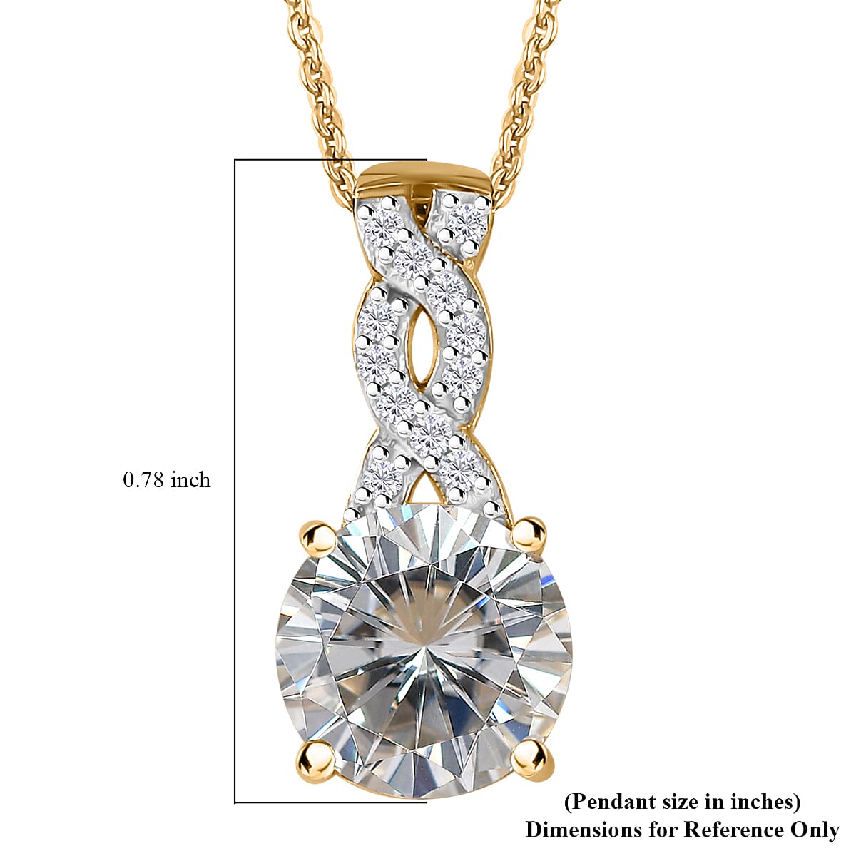 Buy Moissanite Pendant Necklace 20 Inches in Vermeil Yellow Gold Over ...