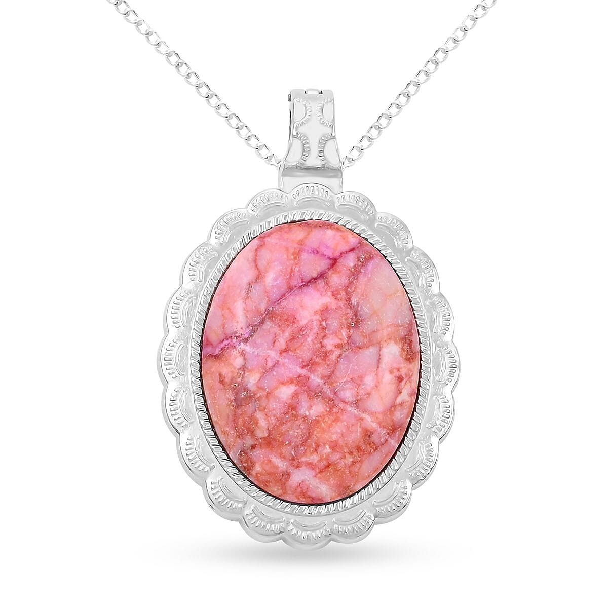 Buy Pink Matrix Jasper Oval Magnetic Pendant Necklace 18 Inches in ...