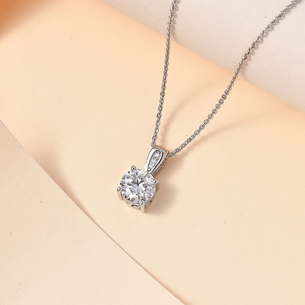 Buy Moissanite Pendant Necklace 20 Inches in Platinum Over Sterling ...