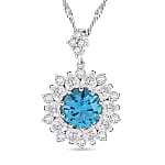 Buy Simulated Blue and White Diamond 8.75 ctw Pendant Necklace in Silvertone 18 Inches at ShopLC.