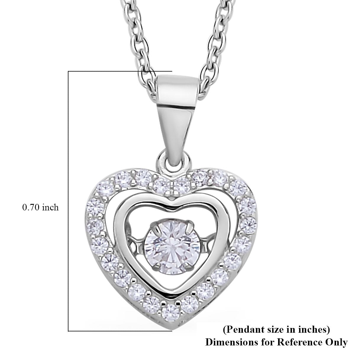 Buy Simulated Diamond Dancing Stone Heart Pendant in Rhodium Over ...