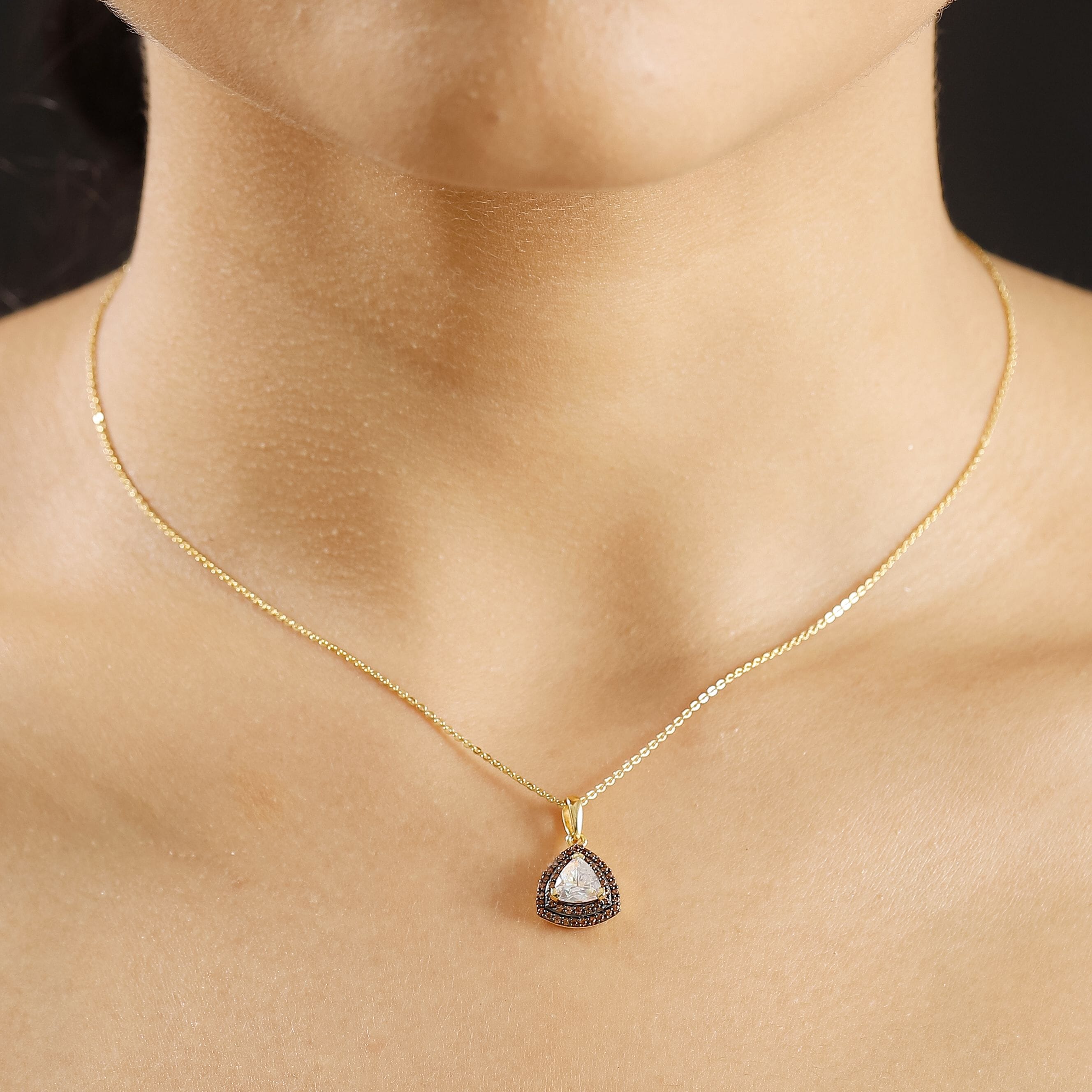 Moonstone Champagne Zircon 1.35 Ct Pendant Necklace Gold Moonstone Champagne Zircon 1.35 Ct Pendant Necklace Gold