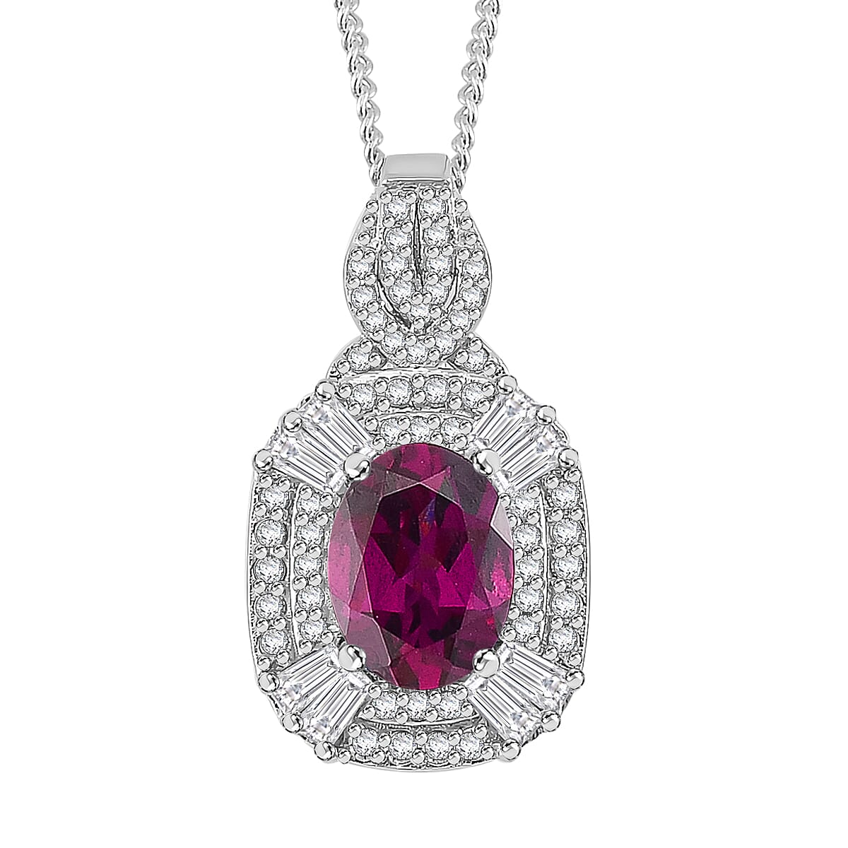 Buy D'Joy Radiant Ember Garnet and White Zircon 2.20 ctw Halo Pendant ...