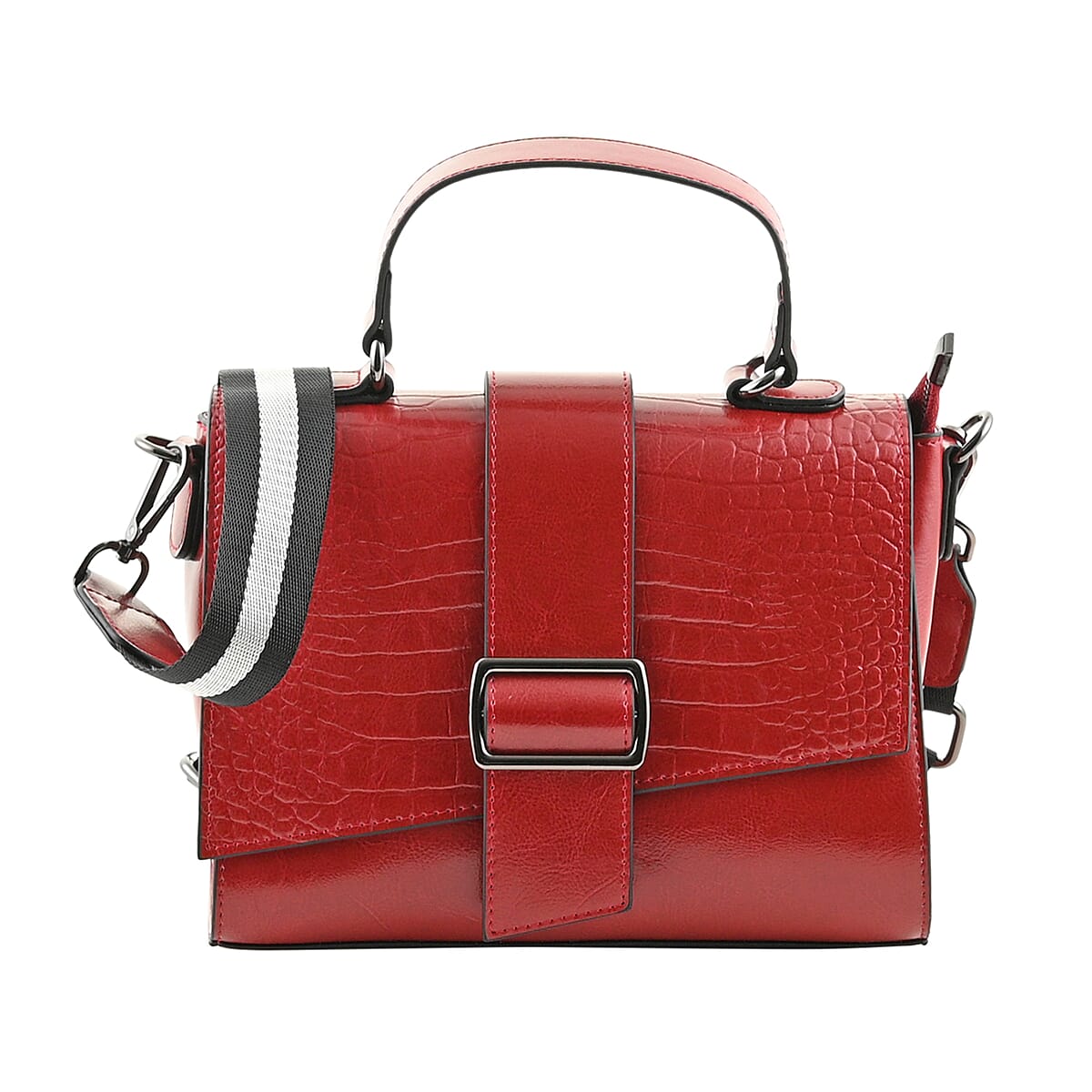 Buy Hong Kong Closeout Collection Red Genuine Leather Diagonal Flap ...