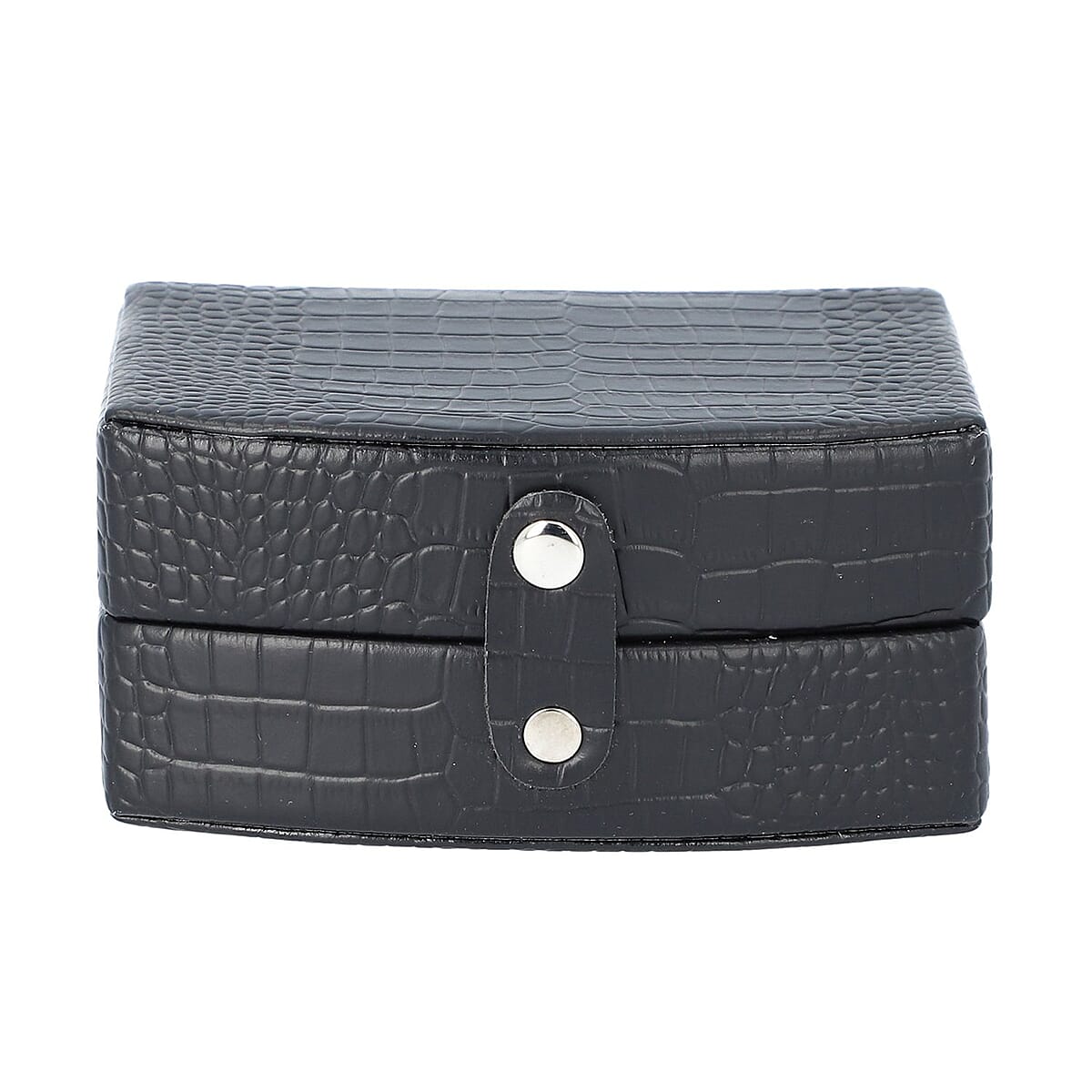 Buy Black Crocodile Pattern Faux Leather Small Travel Jewelry Box with ...