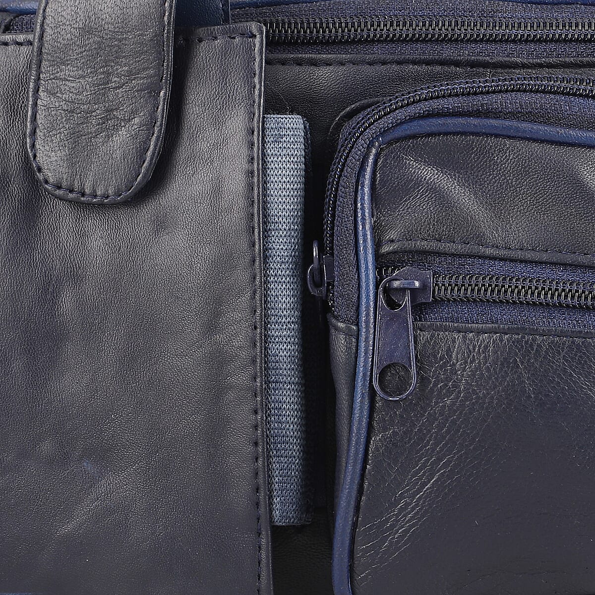 Buy Navy Blue 100% Genuine Leather RFID Fanny Bag at ShopLC.