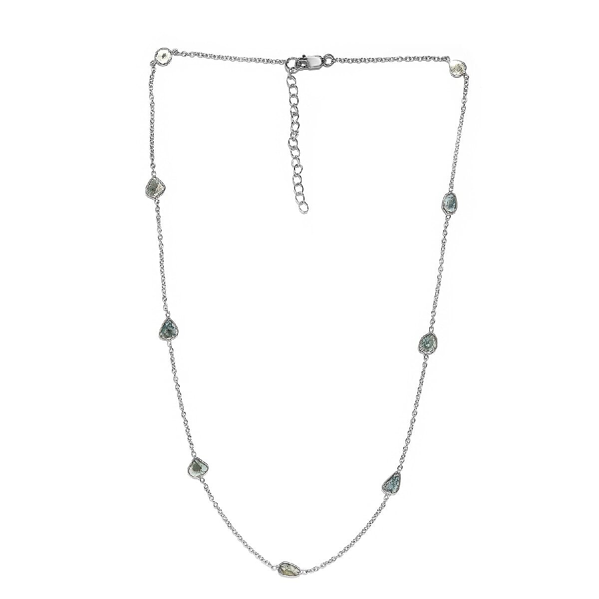 Buy Artisan Crafted Blue Polki Diamond Station Necklace 18 Inches in ...